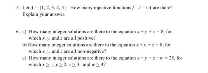 Solved 5. Let A 1, 2, 3, 4, 5}. How many injective functions | Chegg.com