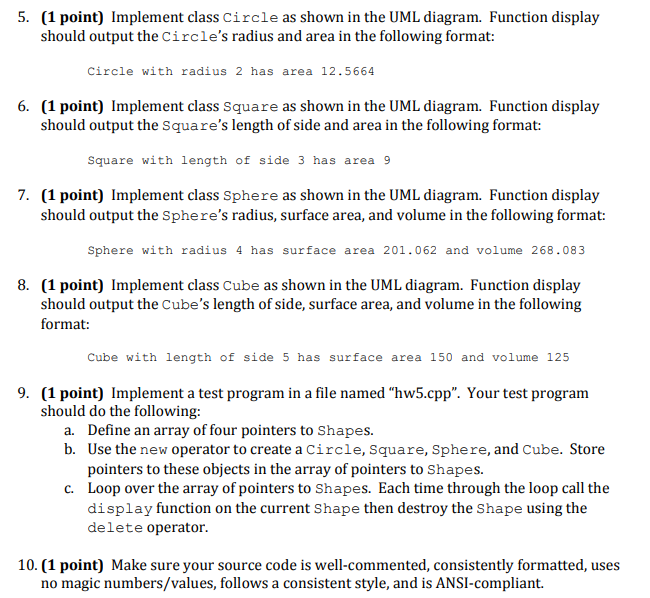Solved Homework #5 - Shape Hierarchy In this assignment you | Chegg.com
