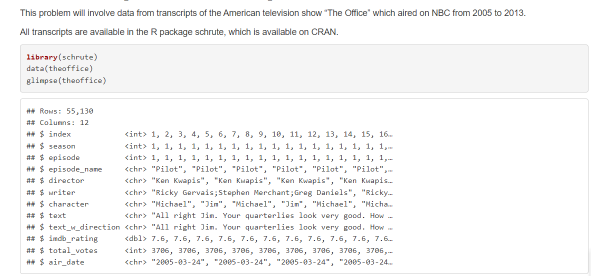Solved This problem will involve data from transcripts of | Chegg.com