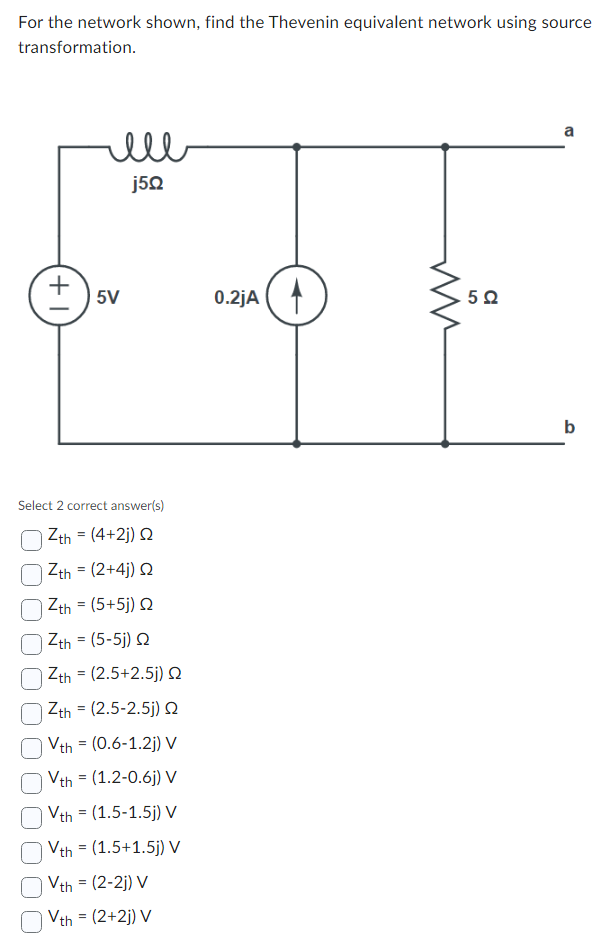 Solved For the network shown, find the Thevenin equivalent | Chegg.com