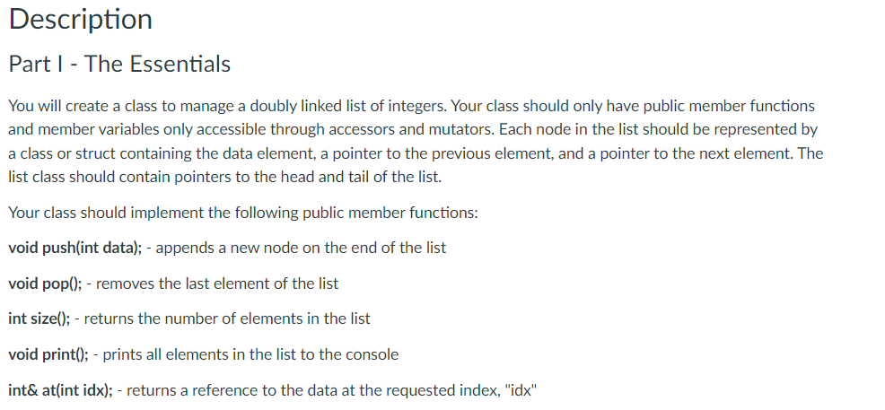 Solved In this project we will be creating a doubly linked | Chegg.com