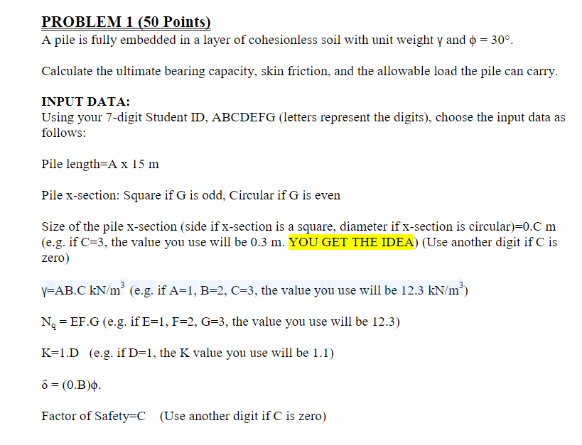 Solved PROBLEM 1 (50 Points) A pile is fully embedded in a | Chegg.com
