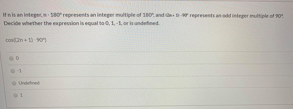 Solved If n is an integer, n. 180° represents an integer | Chegg.com