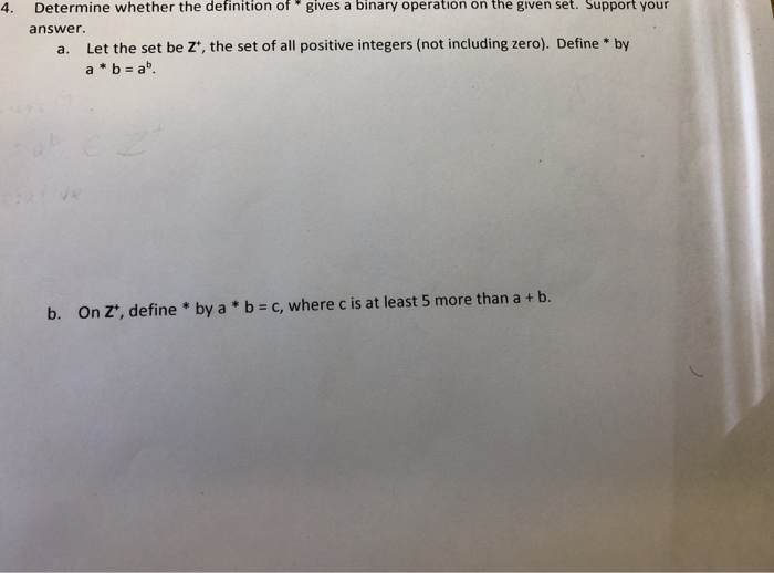 Solved 4. Determine whether the definition of gives a binary | Chegg.com