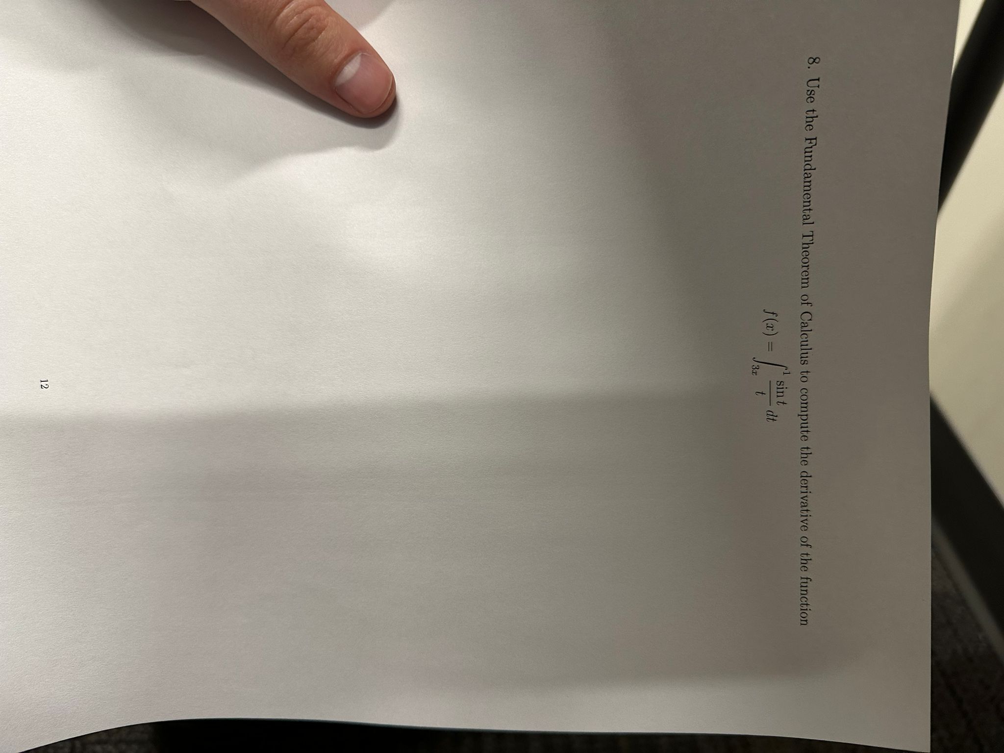 Solved 8. Use the Fundamental Theorem of Calculus to compute | Chegg.com