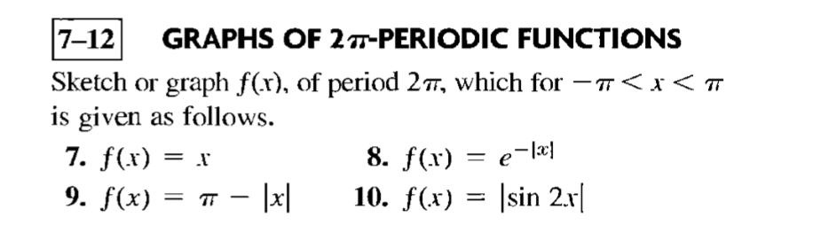 Solved 7-12 GRAPHS OF 277-PERIODIC FUNCTIONS Sketch or graph | Chegg.com