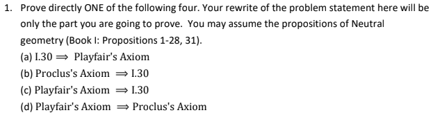 Solved 1. Prove directly ONE of the following four. Your | Chegg.com Solved 1. Prove directly ONE of the following four. Your | Chegg.com