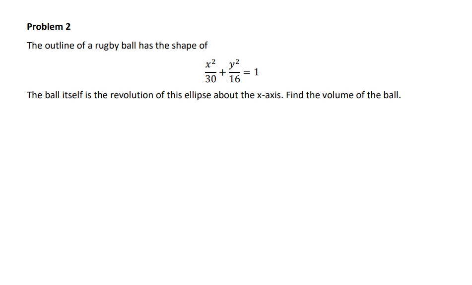 Solved The outline of a rugby ball has the shape of | Chegg.com