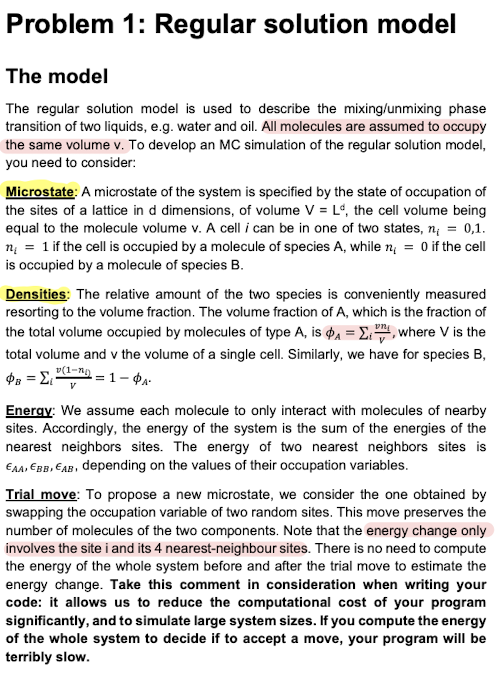 Problem 1: Regular solution model The model The | Chegg.com