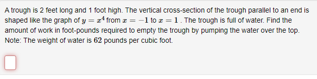Solved A trough is 2 feet long and 1 foot high. The vertical | Chegg.com