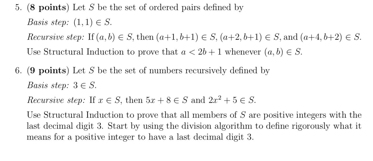 Solved 5. ( 8 points) Let S be the set of ordered pairs | Chegg.com
