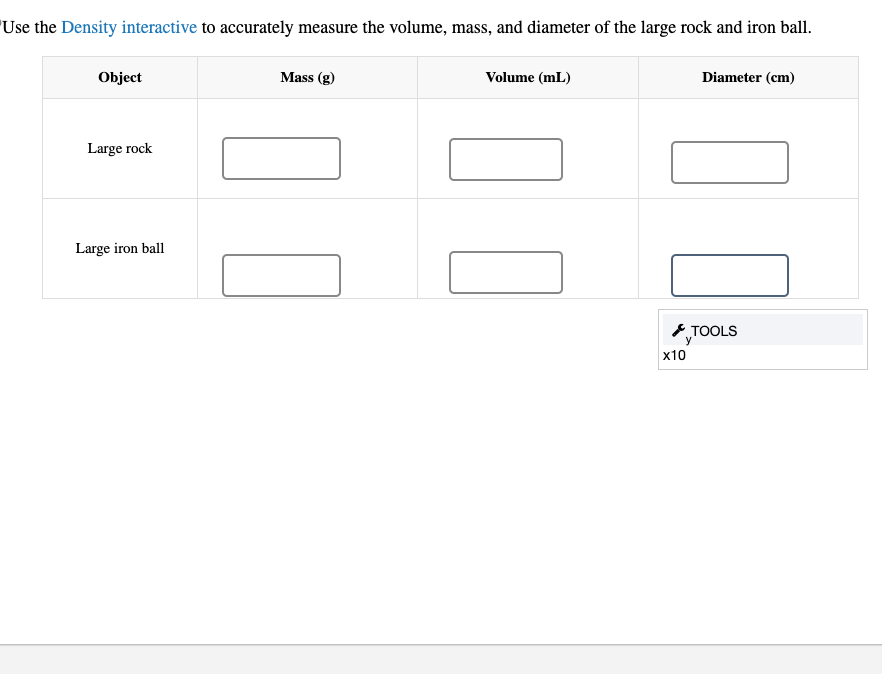 se the Density interactive to accurately measure the | Chegg.com