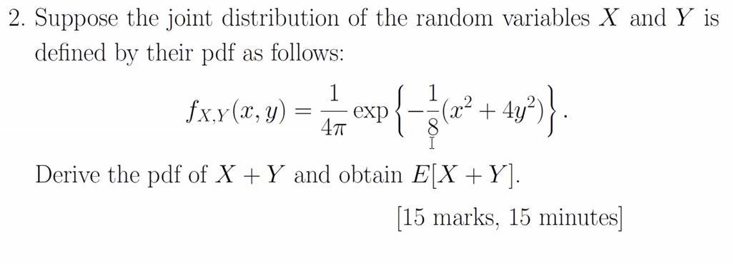 Solved 2. Suppose the joint distribution of the random | Chegg.com