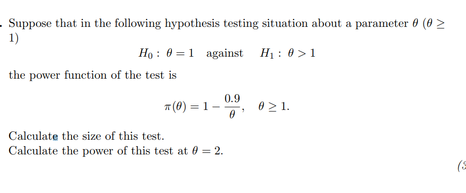 Solved Suppose that in the following hypothesis testing | Chegg.com