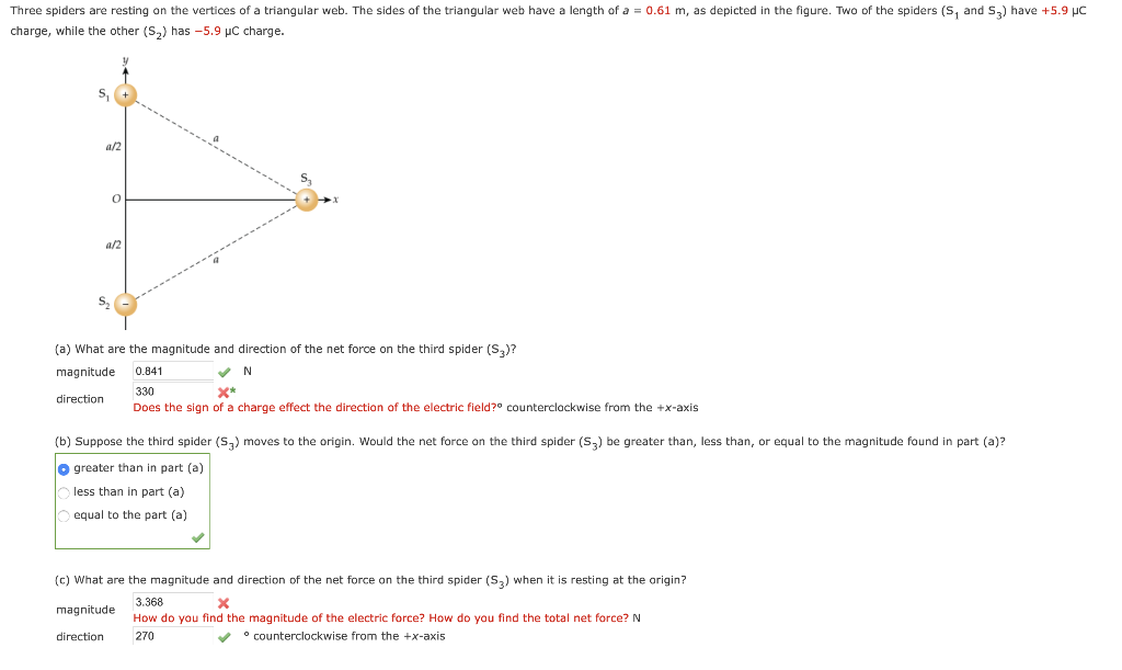 Solved e spiders are resting on the vertices of a triangular | Chegg.com
