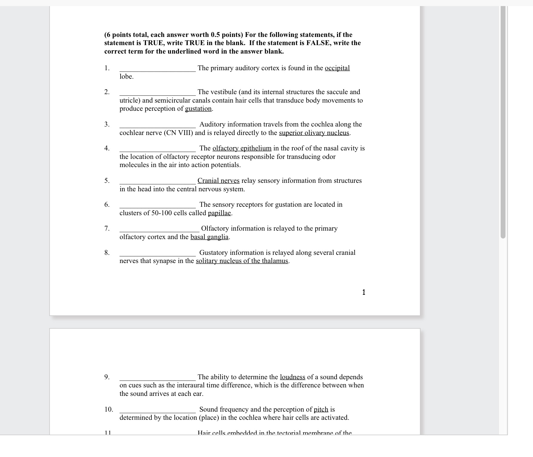 Solved (6 points total, each answer worth 0.5 points) For | Chegg.com