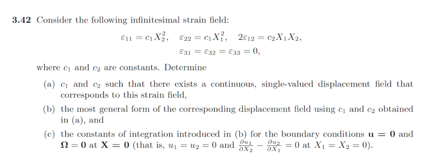 Solved 3.42 Consider the following infinitesimal strain | Chegg.com
