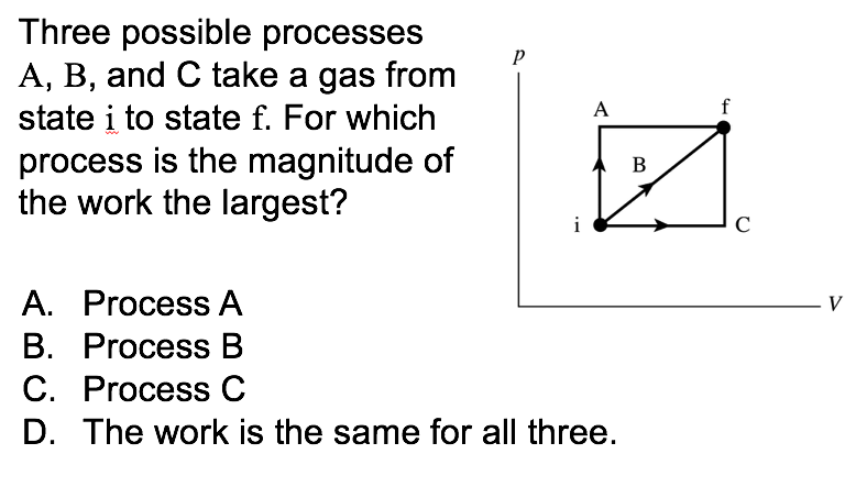 Solved Three possible processes A, B, and C take a gas from | Chegg.com