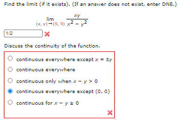 Solved Find the limit (if it exists). (If an answer does not | Chegg.com