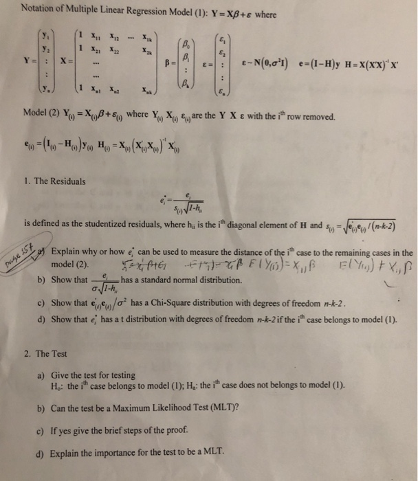 Notation Of Multiple Linear Regression Model 1 4139