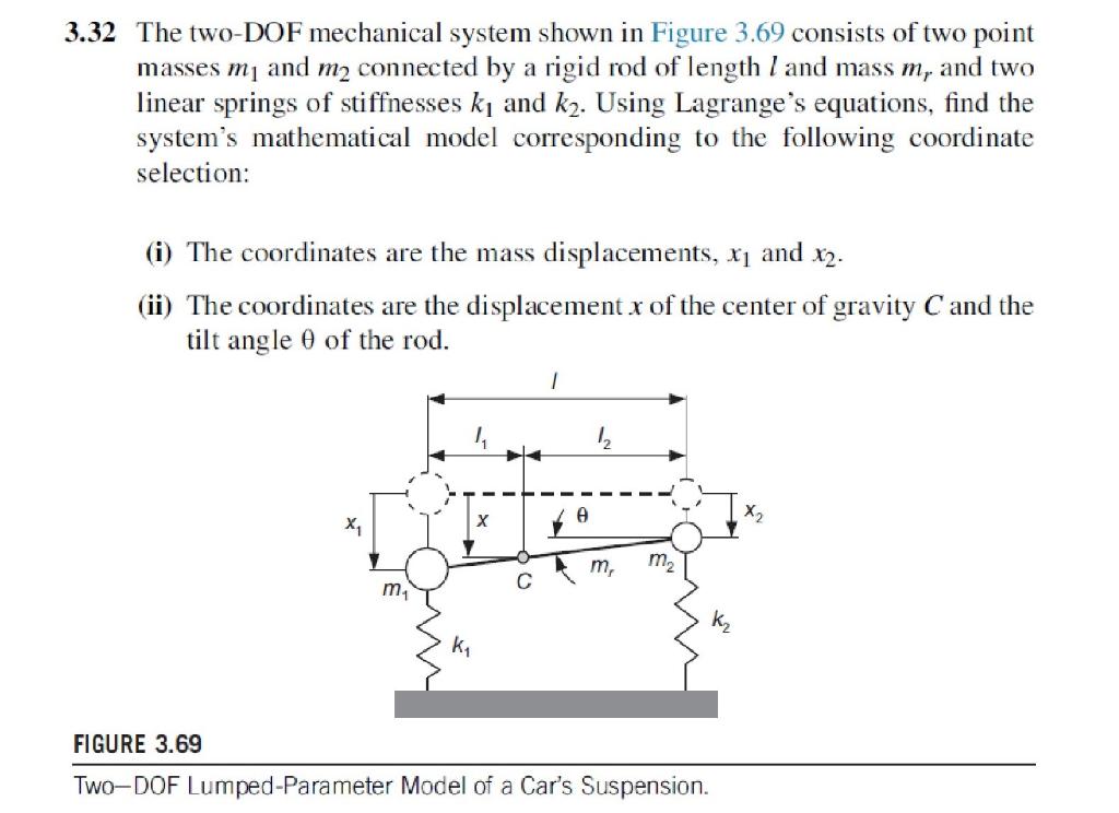 Solved 3.32 The two-DOF mechanical system shown in Figure | Chegg.com