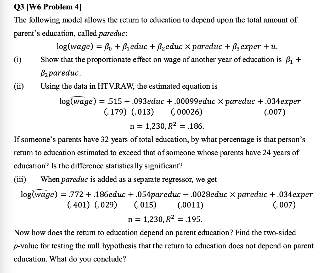 Q3 [W6 Problem 4] The following model allows the | Chegg.com