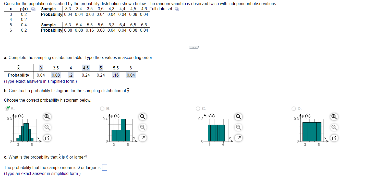Solved Consider the population described by the probability | Chegg.com