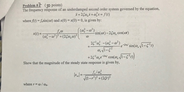 Solved Problem (30 points) The frequency response of an | Chegg.com