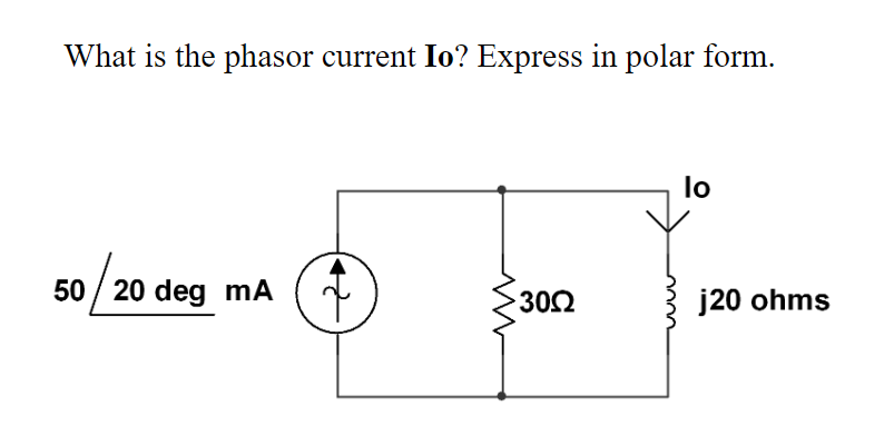 Solved What is the phasor current Io? Express in polar form. | Chegg.com
