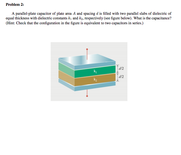 Solved Problem 2: A parallel-plate capacitor of plate area A | Chegg.com