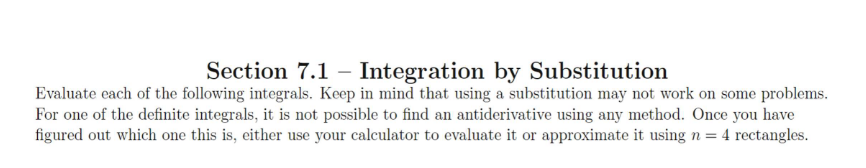 Solved Section 7.1 - Integration by Substitution Evaluate | Chegg.com