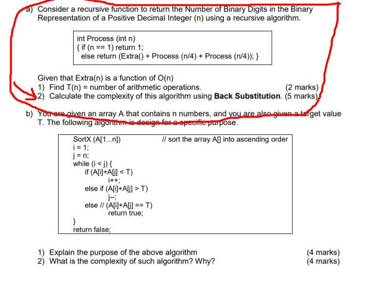 Solved a) Consider a recursive function to return the Number | Chegg.com