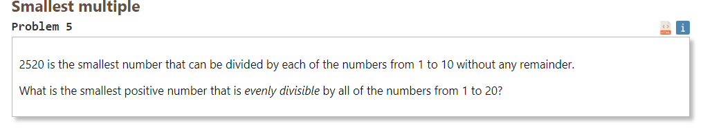 Solved Smallest multiple Problem 5 2520 is the smallest | Chegg.com