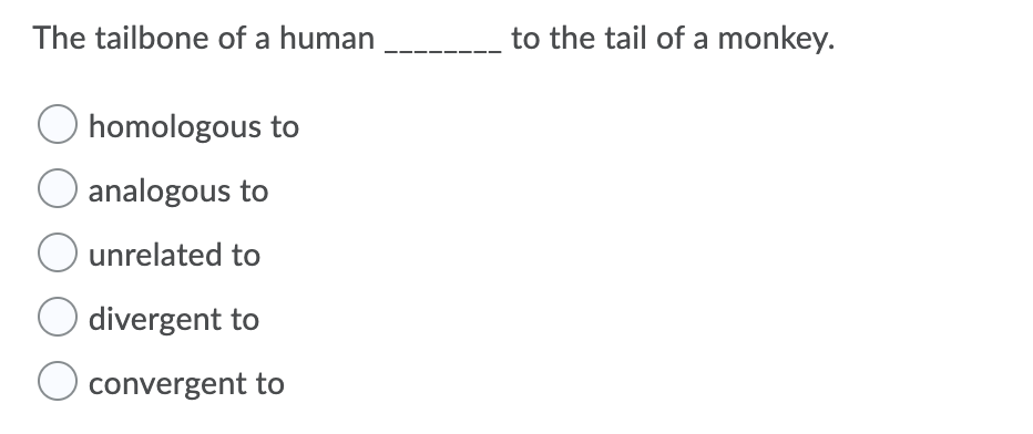 Solved The tailbone of a human to the tail of a monkey. | Chegg.com
