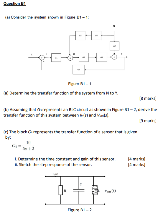 Solved Question B1 (a) Consider the system shown in Figure | Chegg.com