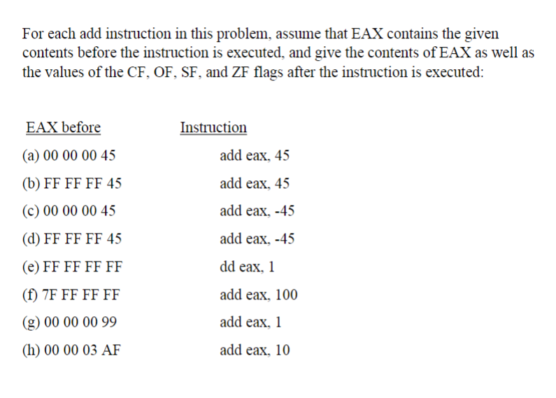 Solved For each add instruction in this problem, assume that | Chegg.com