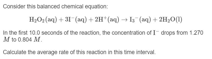 Solved Consider this balanced chemical equation: H2O2(aq) + | Chegg.com