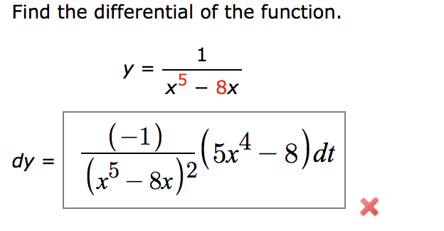 Solved Find the differential of the function. | Chegg.com