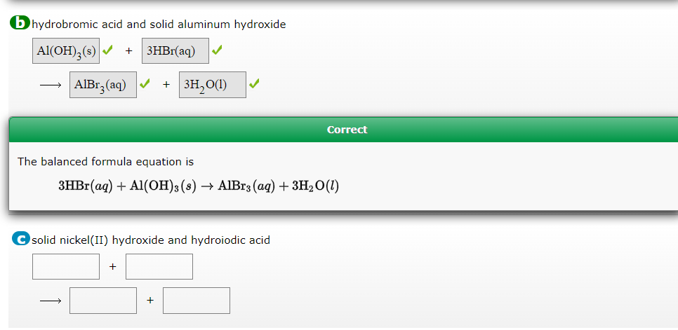 Solved (b) hydrobromic acid and solid aluminum hydroxide | Chegg.com