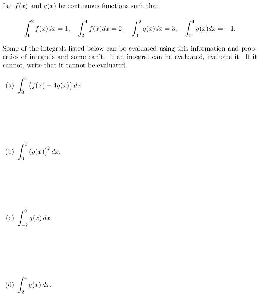 Solved Let f(x) and g(x) be continuous functions such that I | Chegg.com