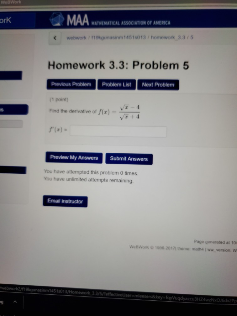 Solved WebWork ork M AA MATHEMATICAL ASSOCIATION OF AMERICA | Chegg.com Solved WebWork ork M AA MATHEMATICAL ASSOCIATION OF AMERICA | Chegg.com