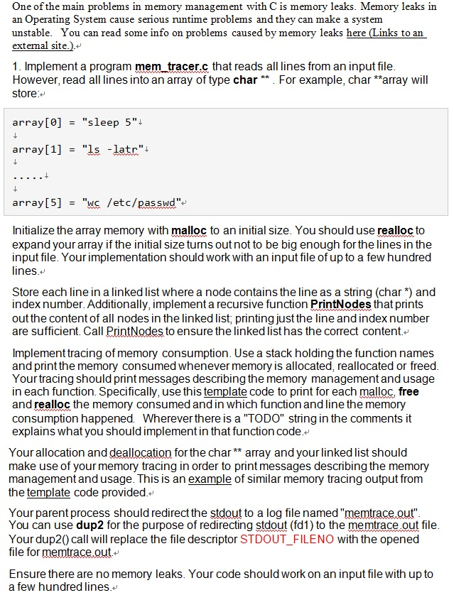 One of the main problems in memory management with C | Chegg.com