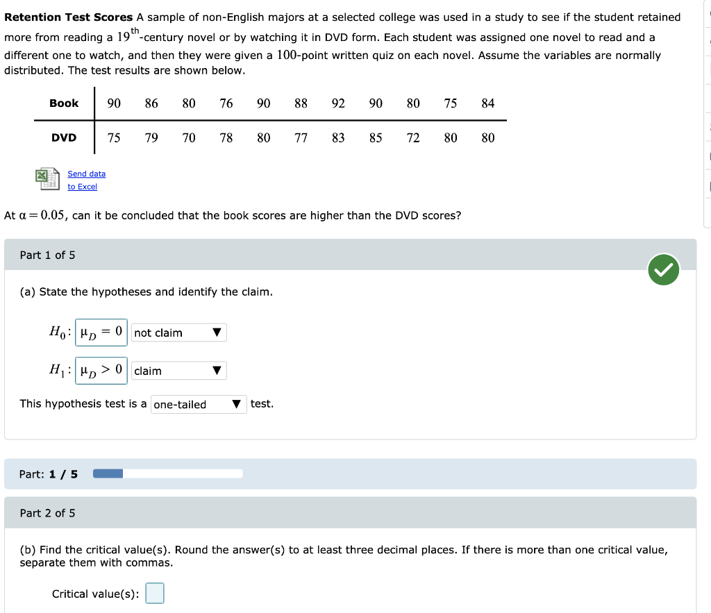 Solved Retention Test Scores A sample of non-English majors | Chegg.com