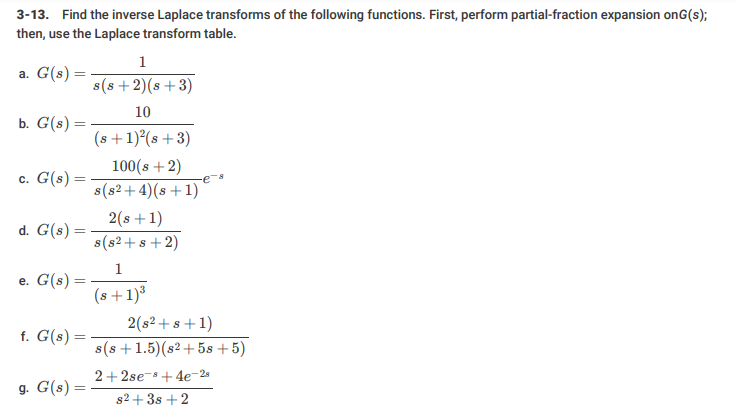 Solved 3 13 Find The Inverse Laplace Transforms Of The