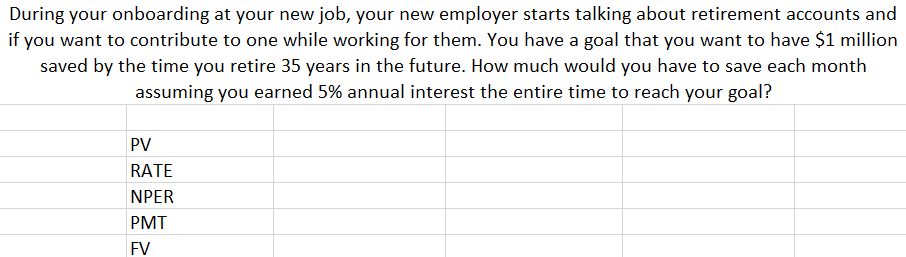 Solved (Question is asking to use values of PV, Rate, NPER, | Chegg.com