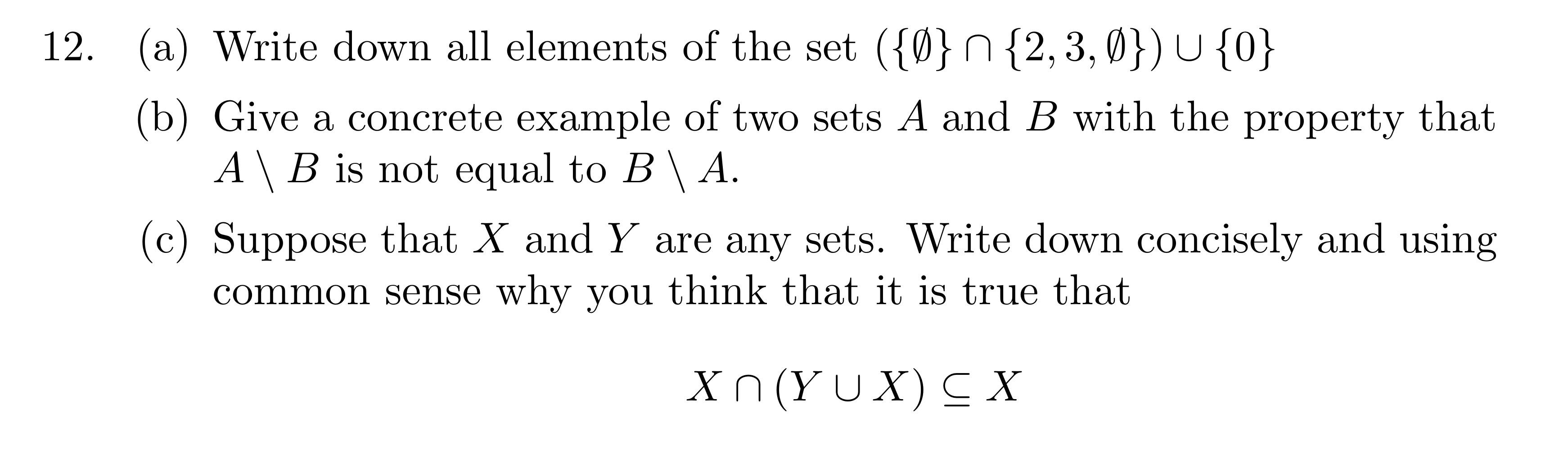 12. (a) Write down all elements of the set | Chegg.com