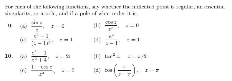 Solved For each of the following functions, say whether the | Chegg.com