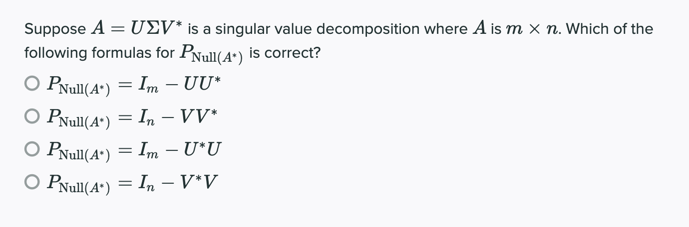 Solved Suppose A Uev Is A Singular Value Decomposition Chegg