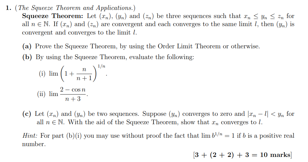 Solved 1. (The Squeeze Theorem and Applications.) Squeeze | Chegg.com