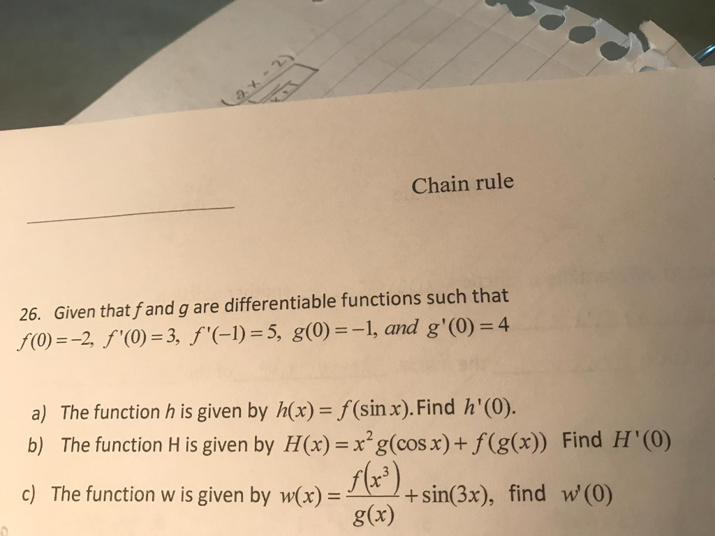 Solved Chain rule 26. Given that fand g are differentiable | Chegg.com